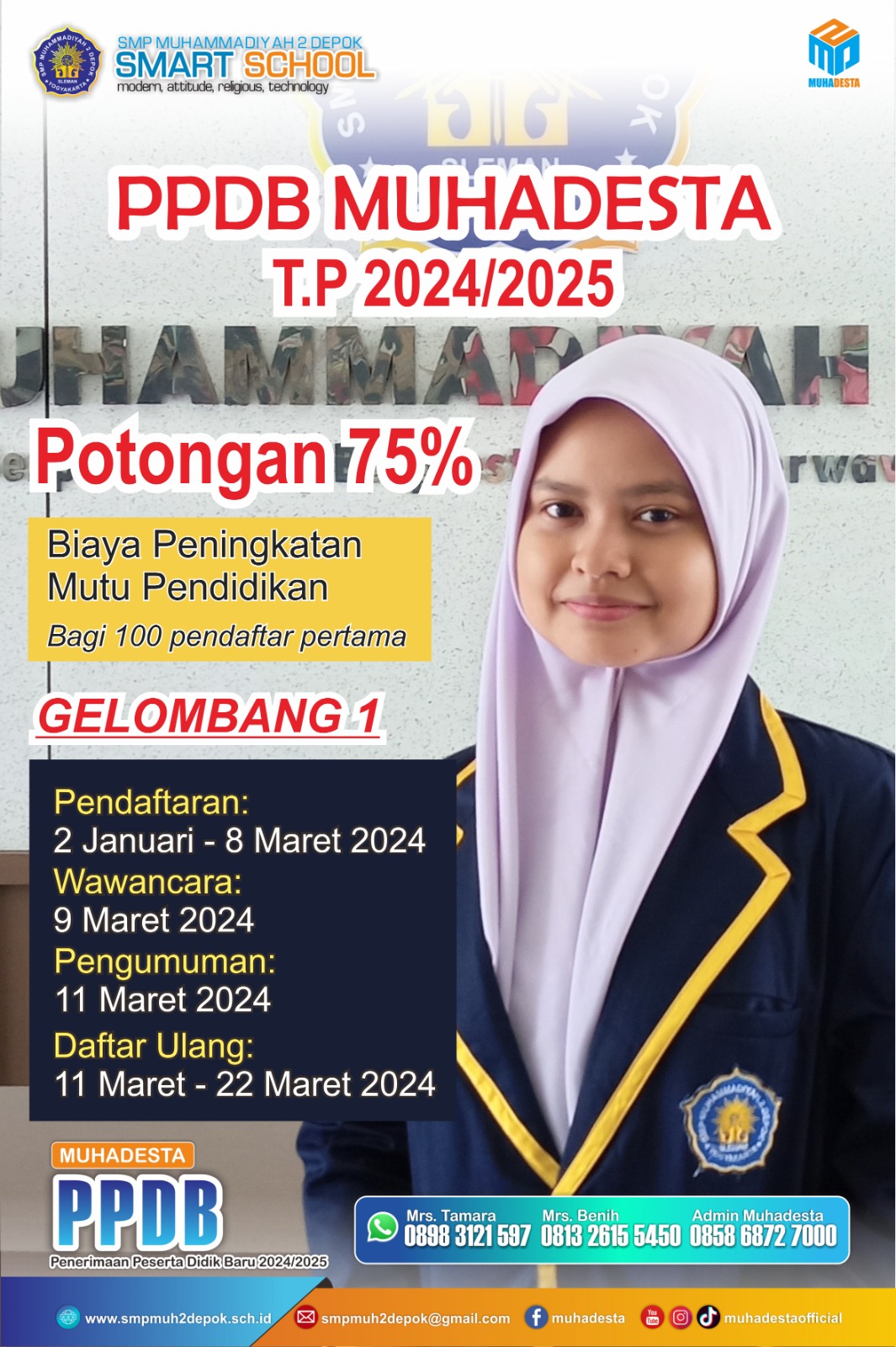 PPDB T.P 2024/2025. Potongan 75% » SMP Muhammadiyah 2 Depok | Smart School